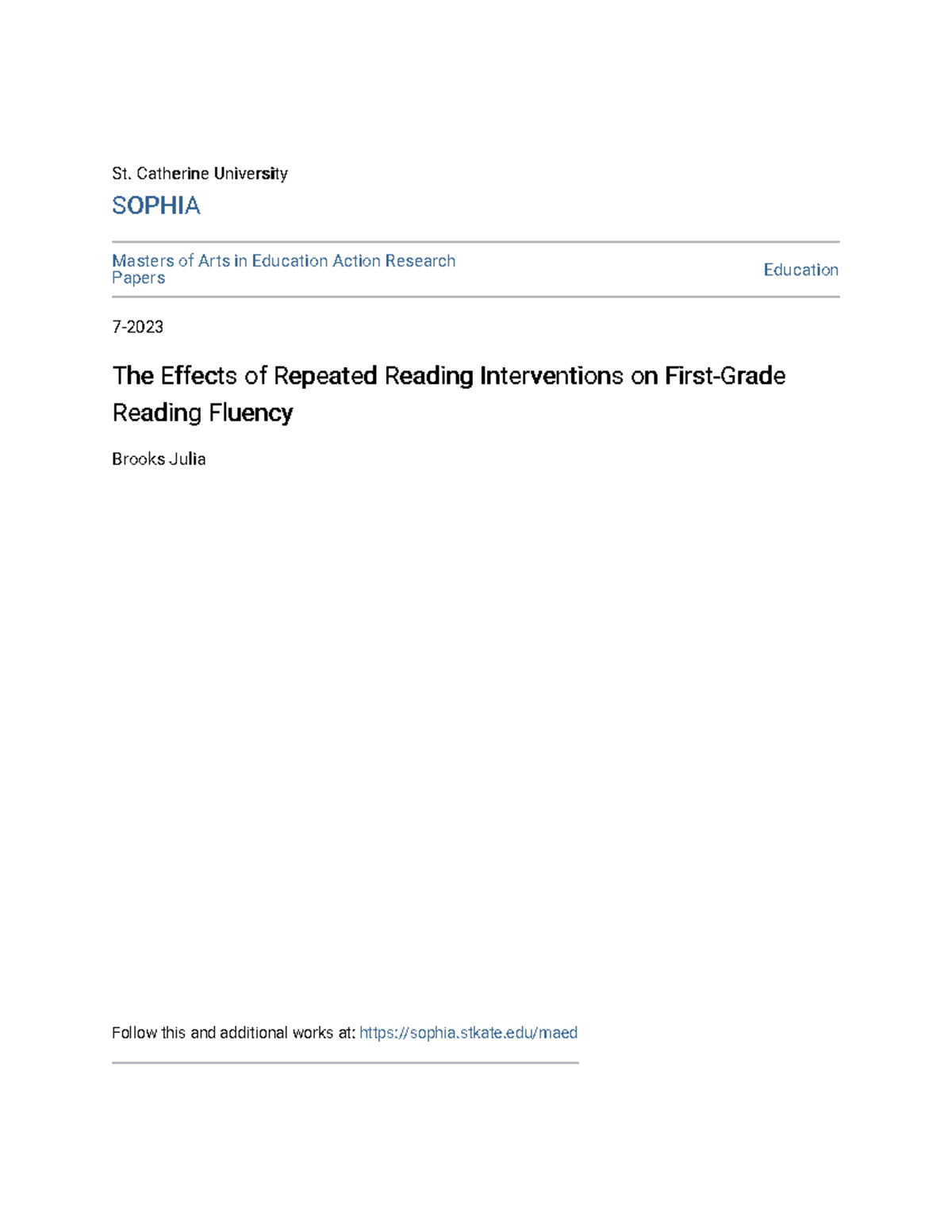 The Effects of Repeated Reading Interventions on First-Grade Read - St ...