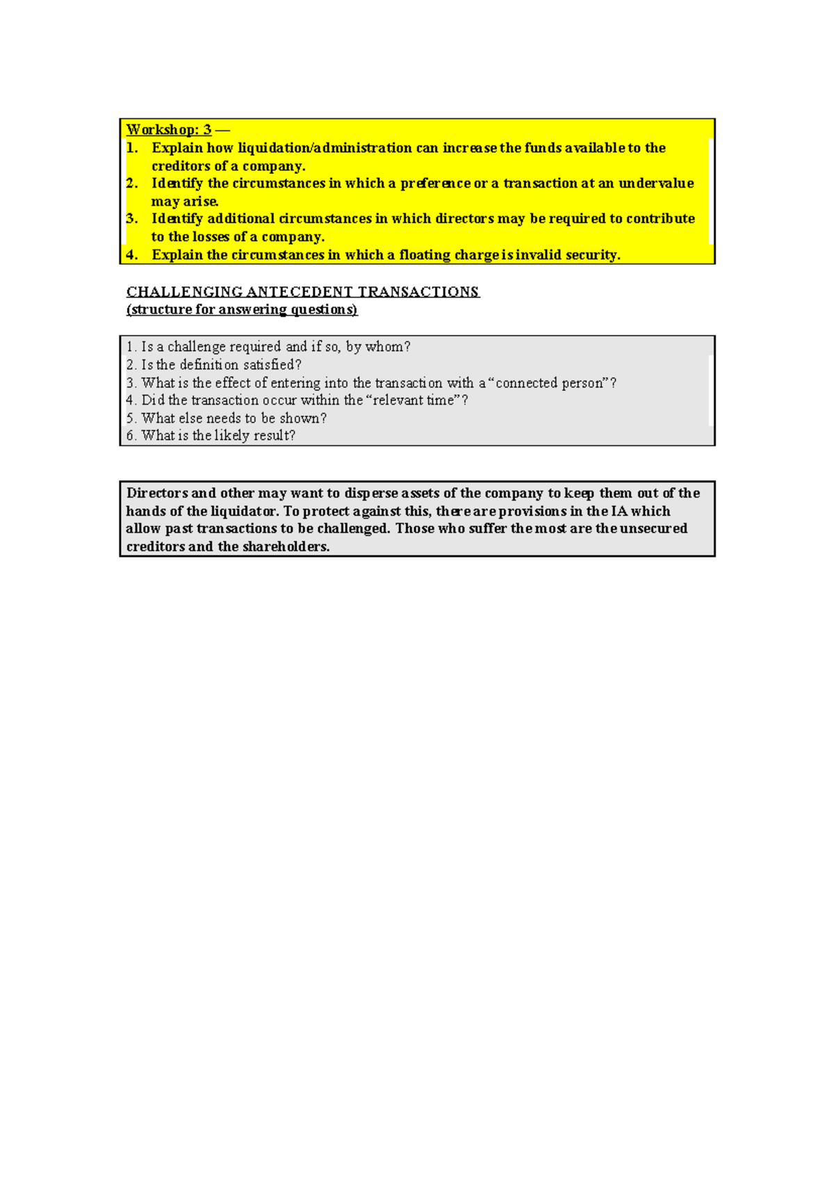 ISWorkshop 3 - LPC Checklist - Workshop: 3 — 1. Explain how liquidation ...
