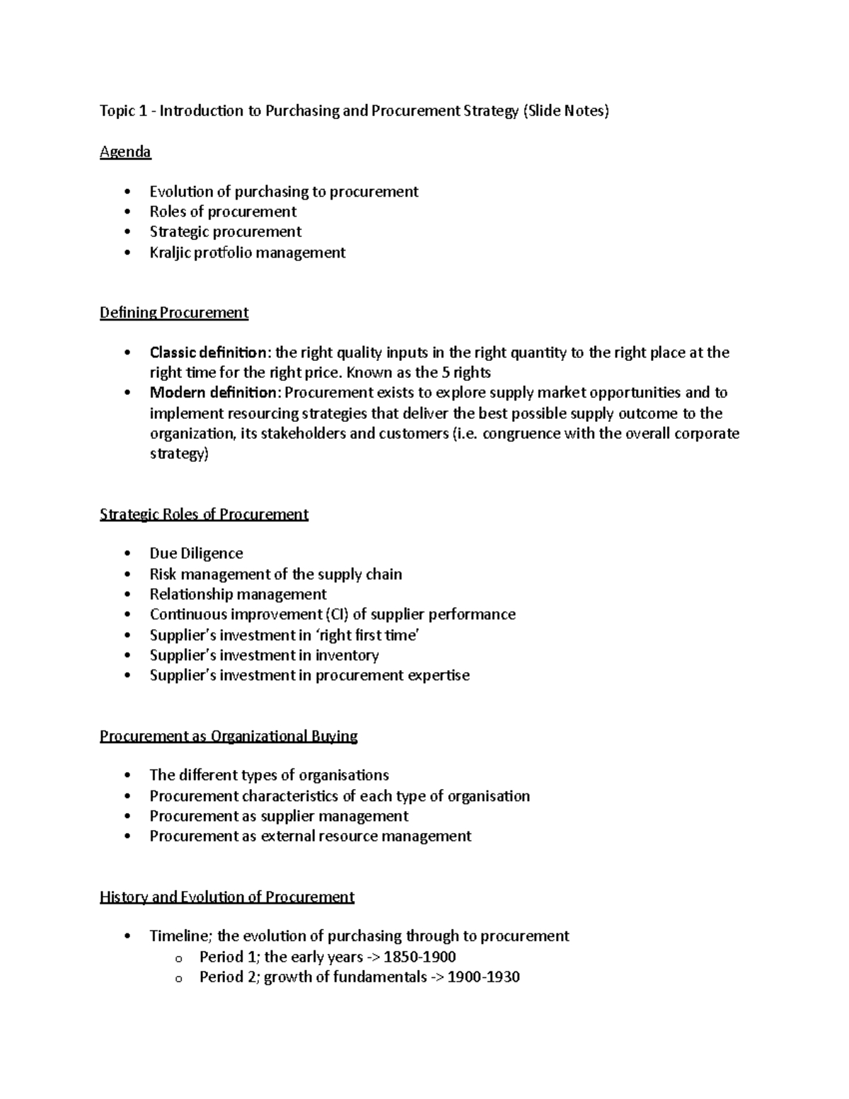 Topic 1 - Introduction to Purchasing and Procurement Strategy (Slide ...