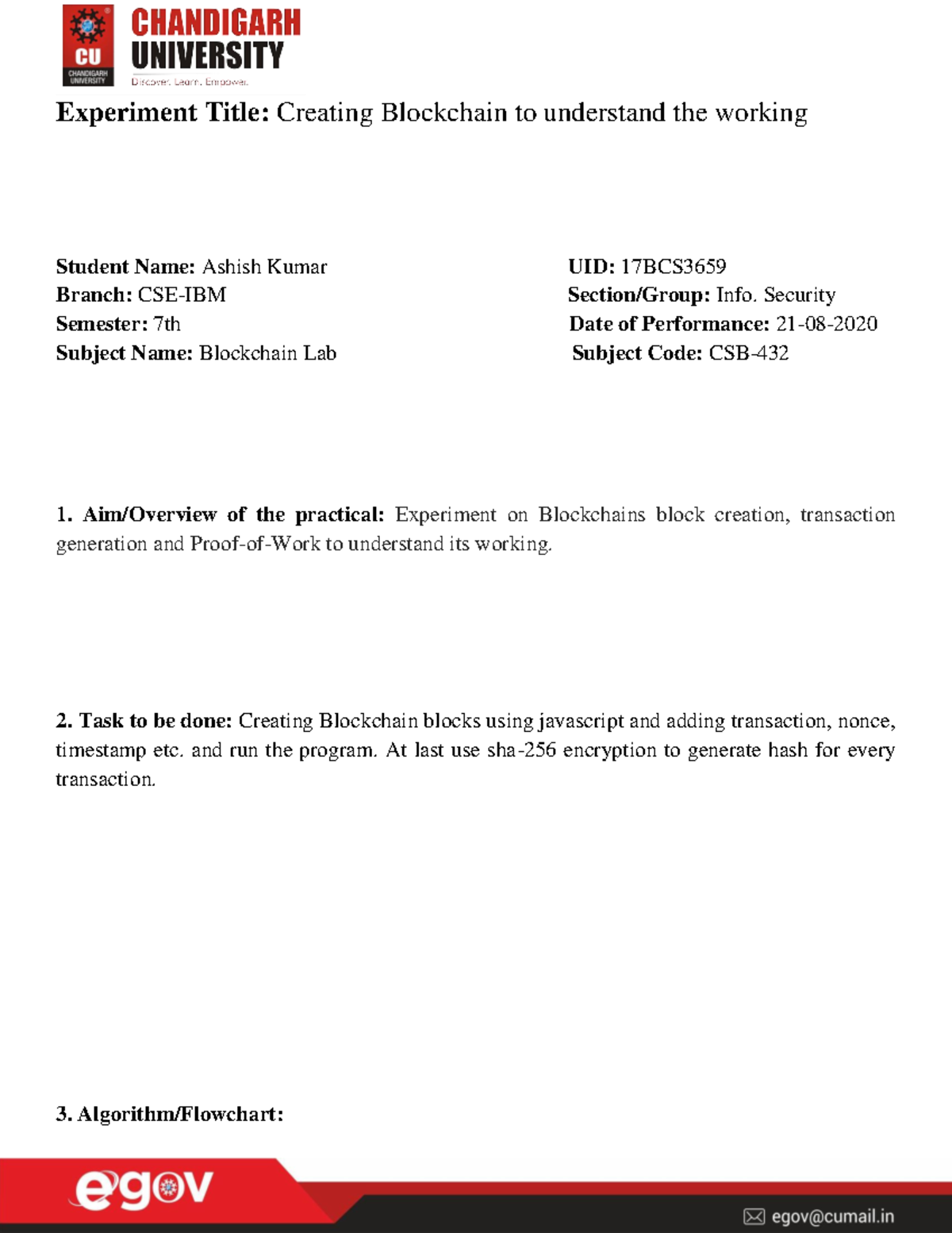 17BCS3659 BT LAB EXP 2 - chandigarh university - Experiment Title ...