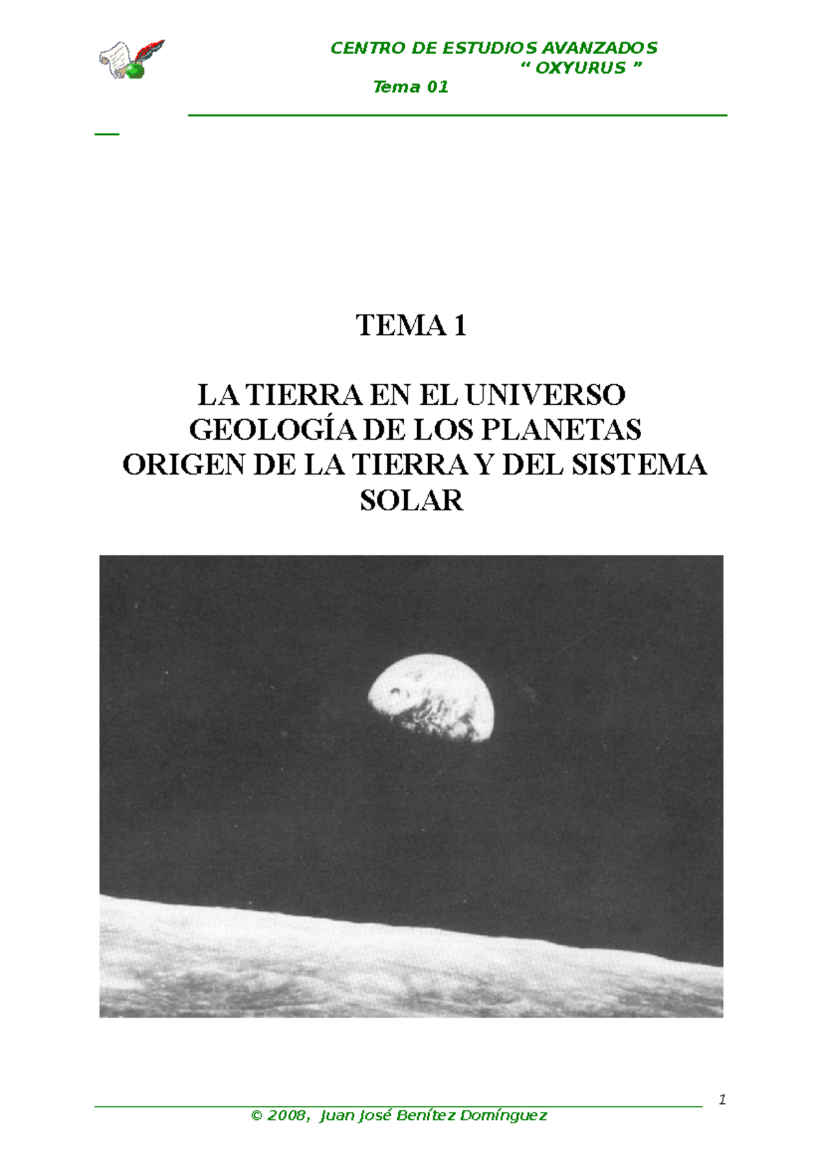 TEMA 01 - tema 1 geologia - “ OXYURUS ” Tema 01 TEMA 1 LA TIERRA EN EL ...