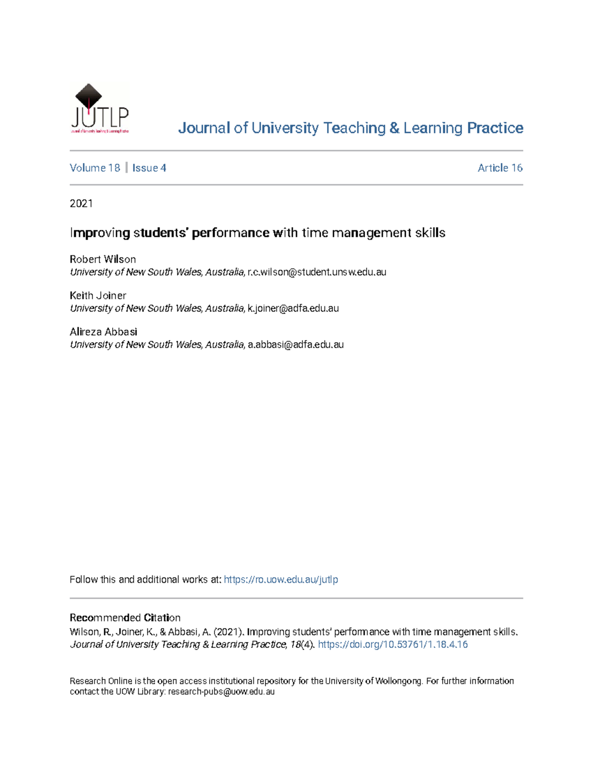 Improving students performance with time management skills - Journal of ...