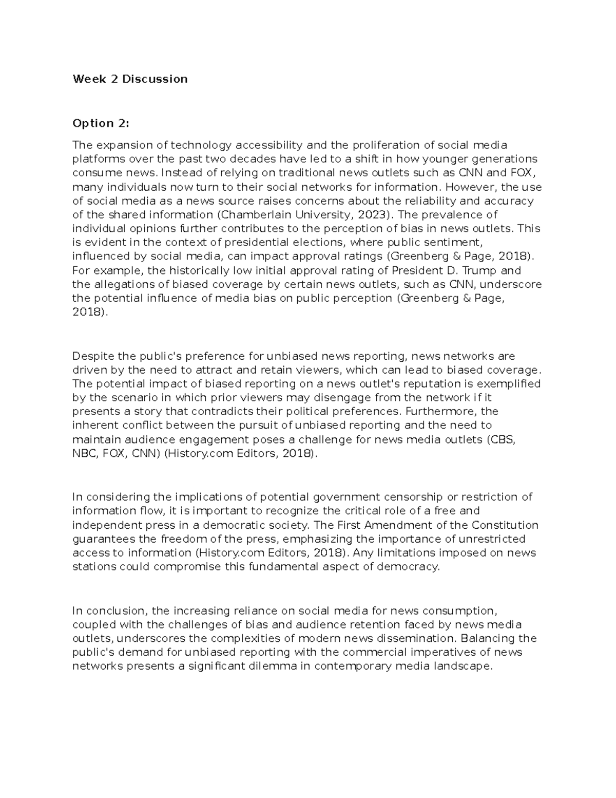 Week 2 Discussion: The Impact of Social Media on News - Week 2 ...