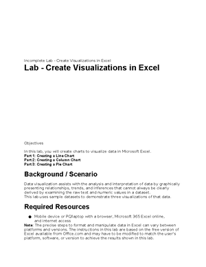 4 - lab activity - Lab - Using Excel to Sort and Filter Data Objectives In this lab, you will ...