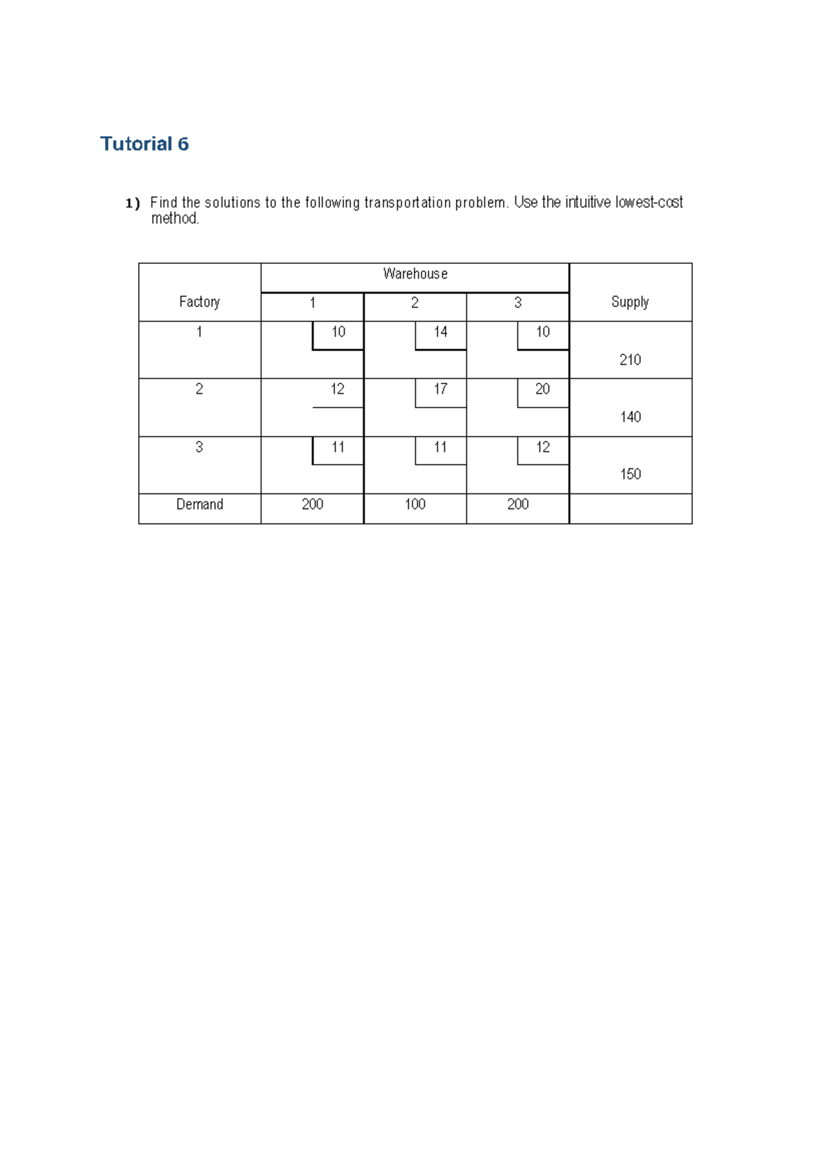 MGMT2000 2 Tutorial Questions Week 6 2024-1 - MGMT20002 - Tutorial 6 1) Find the solutions to ...