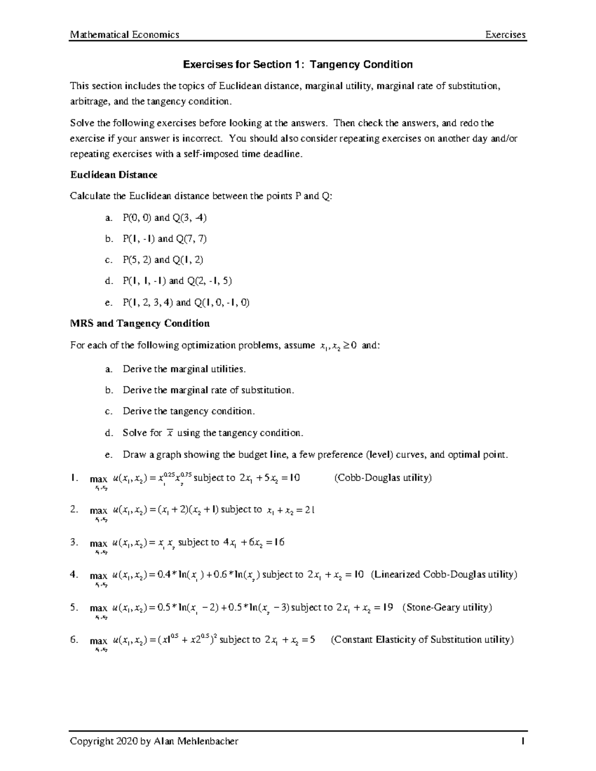 Exercises-1-Tangency Condition - Mathematical Economics Exercises ...