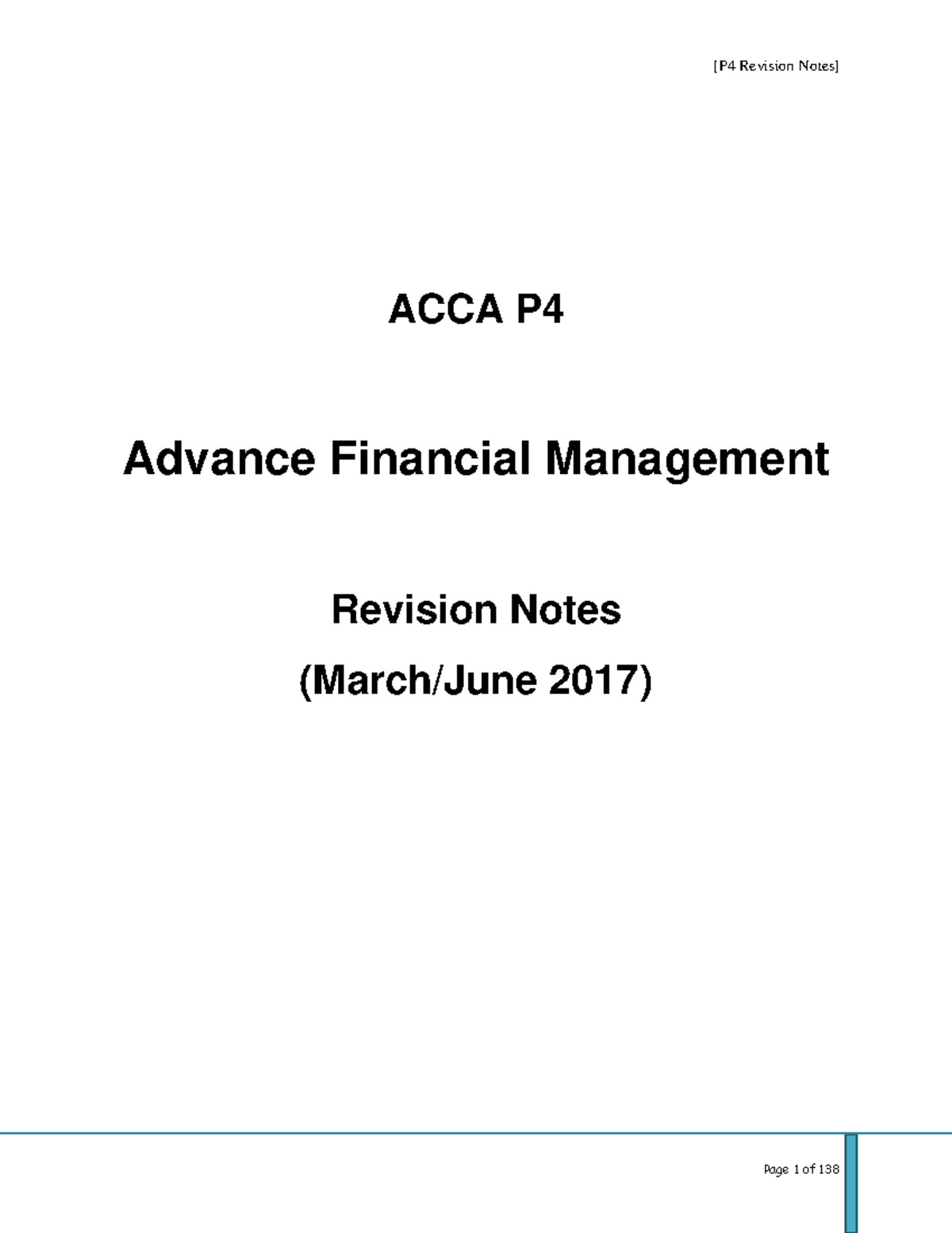 P4 ACCA summary + Revision notes 2017 www - ACCA P Advance Financial ...