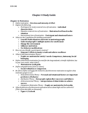 Chapter 3 Study Guide - EXSS 340 Chapter 3 Study Guide Chapter 3 ...