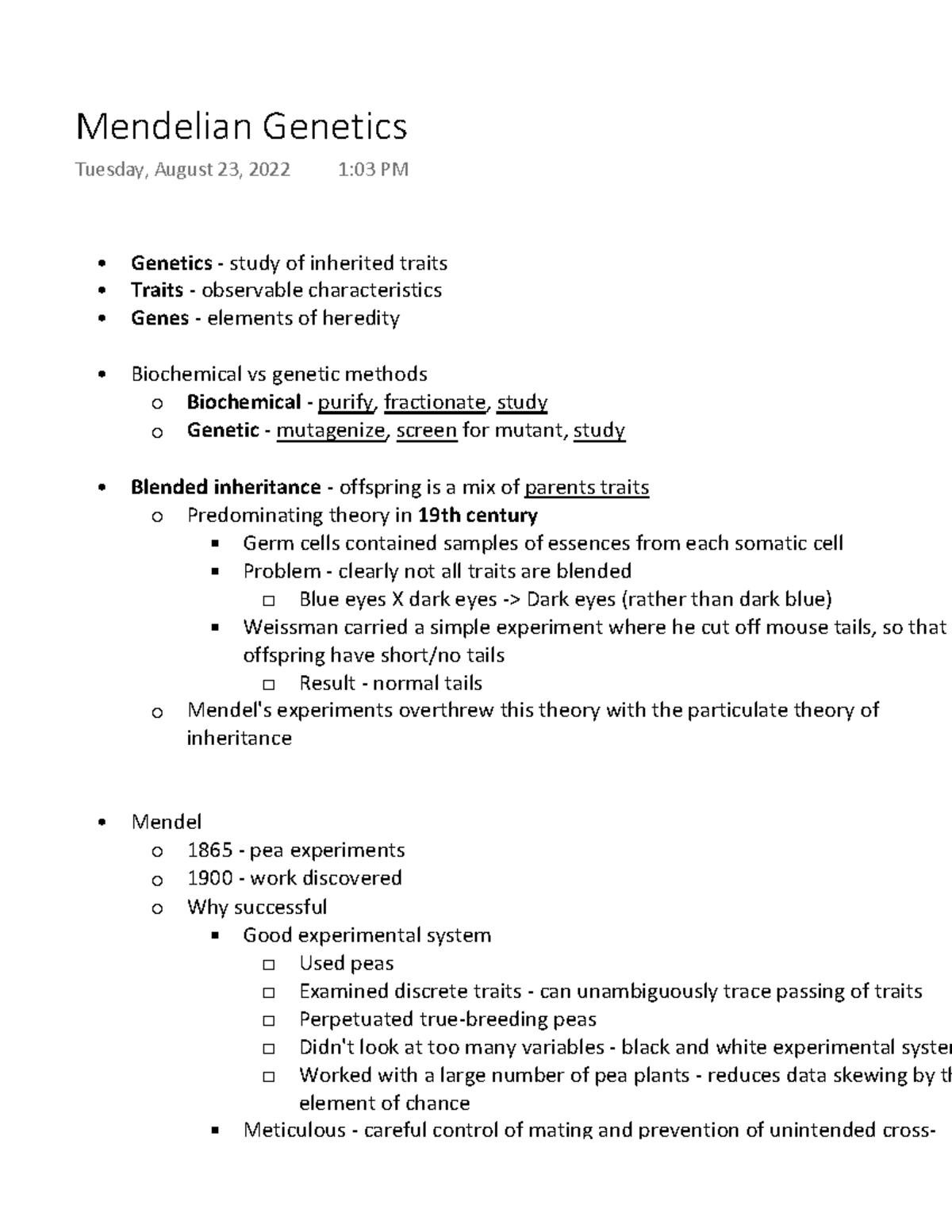 Mendelian Genetics-1 - Genetics notes - Genetics - study of inherited ...
