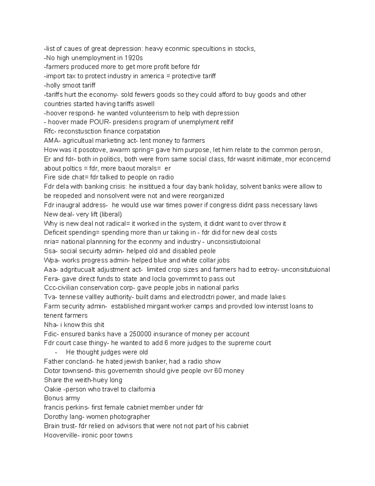Chapter 25 Apush -list of caues of great depression: heavy econmic ...