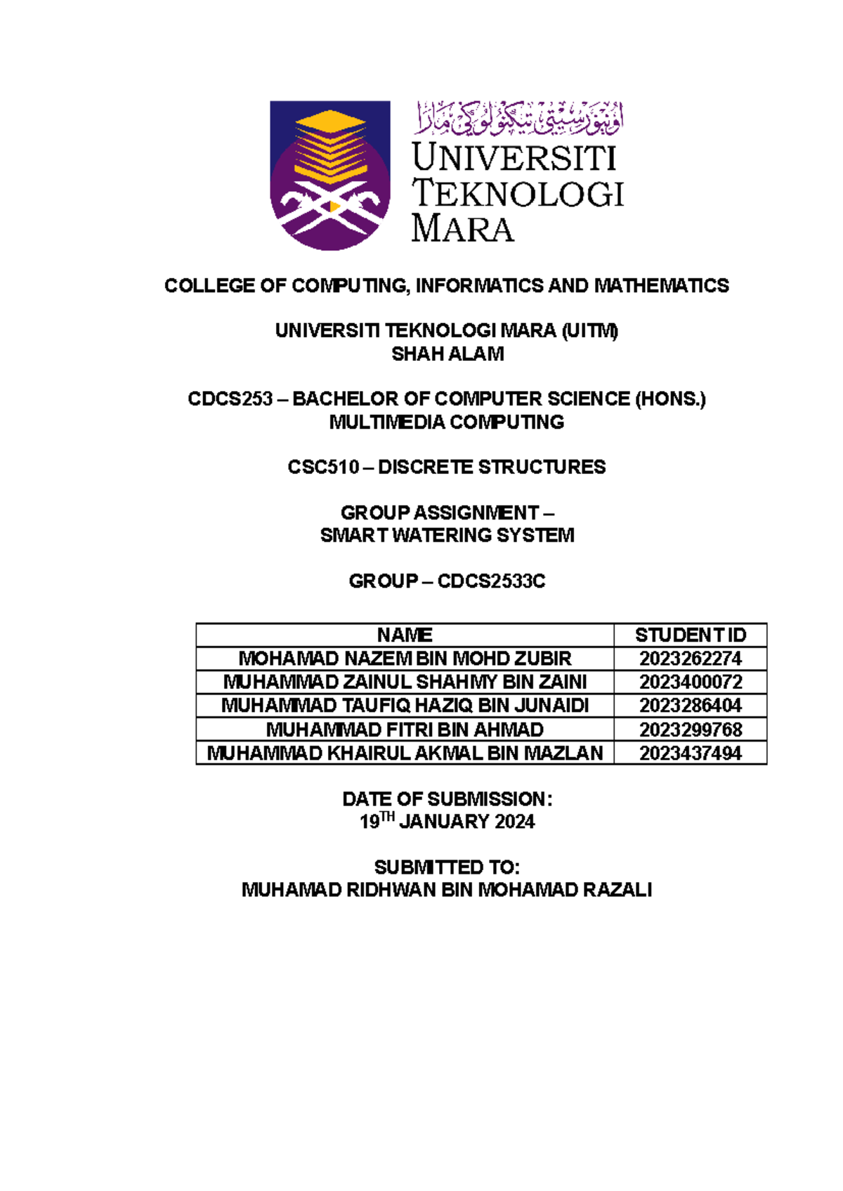 CSC510 Group Project Documentation - COLLEGE OF COMPUTING, INFORMATICS AND MATHEMATICS ...