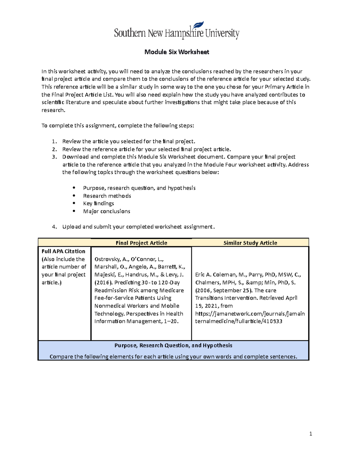 IHP 340 Module Six Worksheet - Module Six Worksheet In this worksheet ...