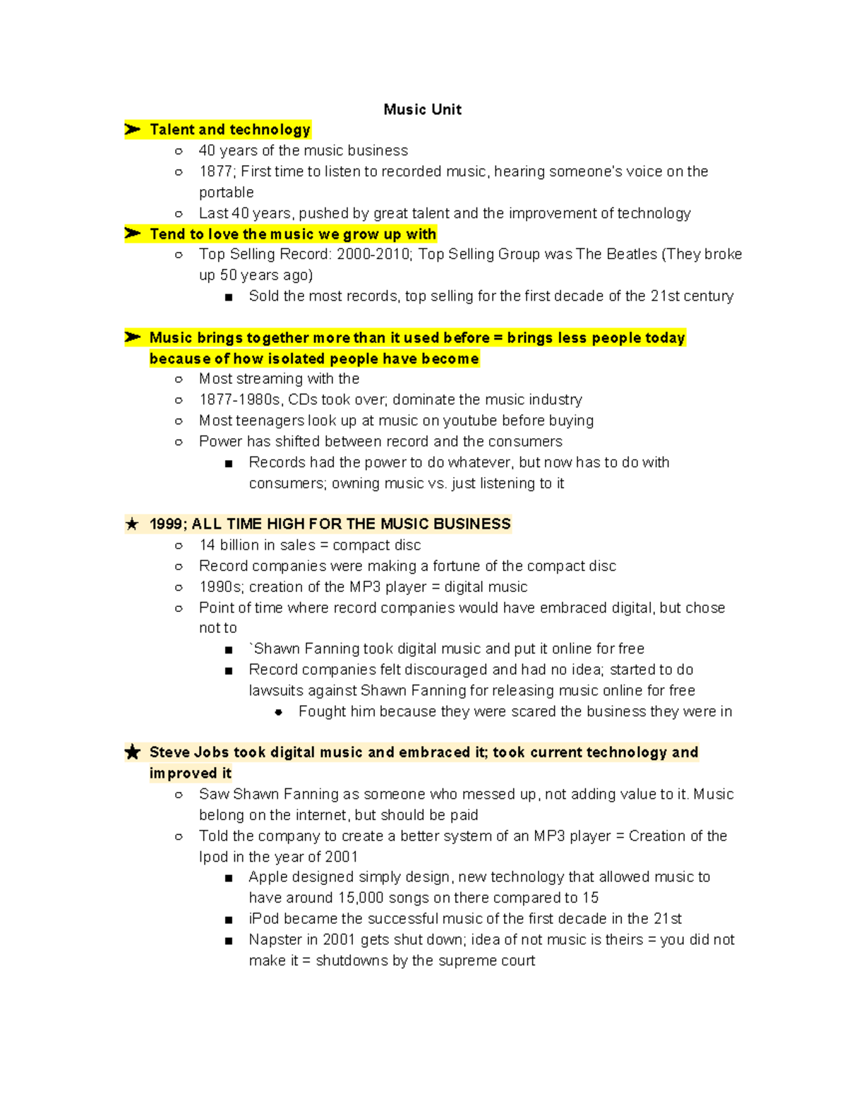 Music Study Guide - Music Unit Talent and technology 40 years of the ...
