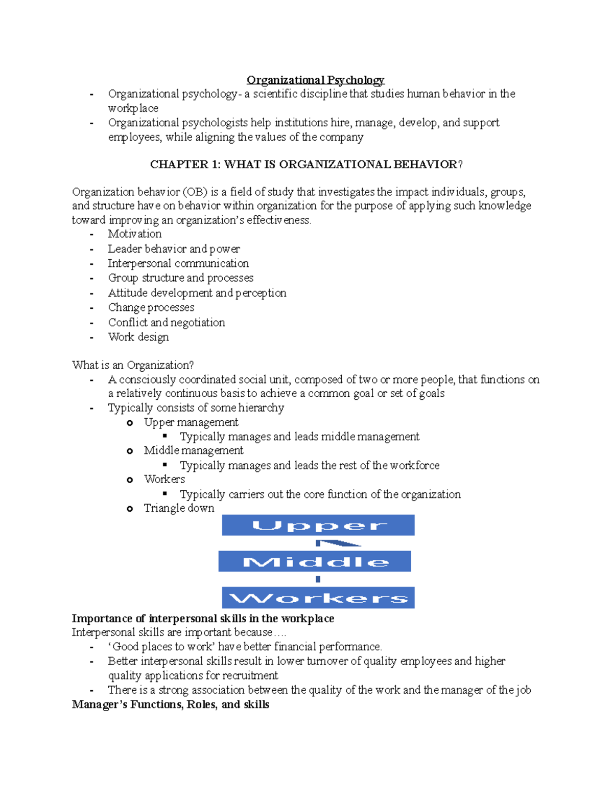 Organizational Psychology Psych 323 - Organizational Psychology ...