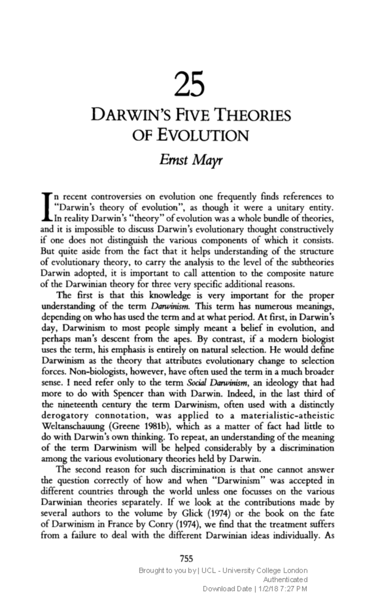 Chapter 25 darwins five theories of evolution - 25 DARWIN'S FIVE ...