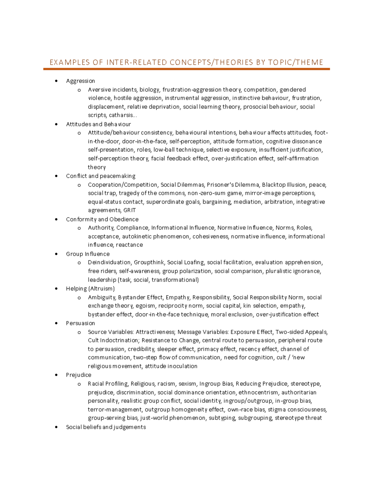 Sample concepts and theories - EXAMPLES OF INTER-RELATED CONCEPTS ...