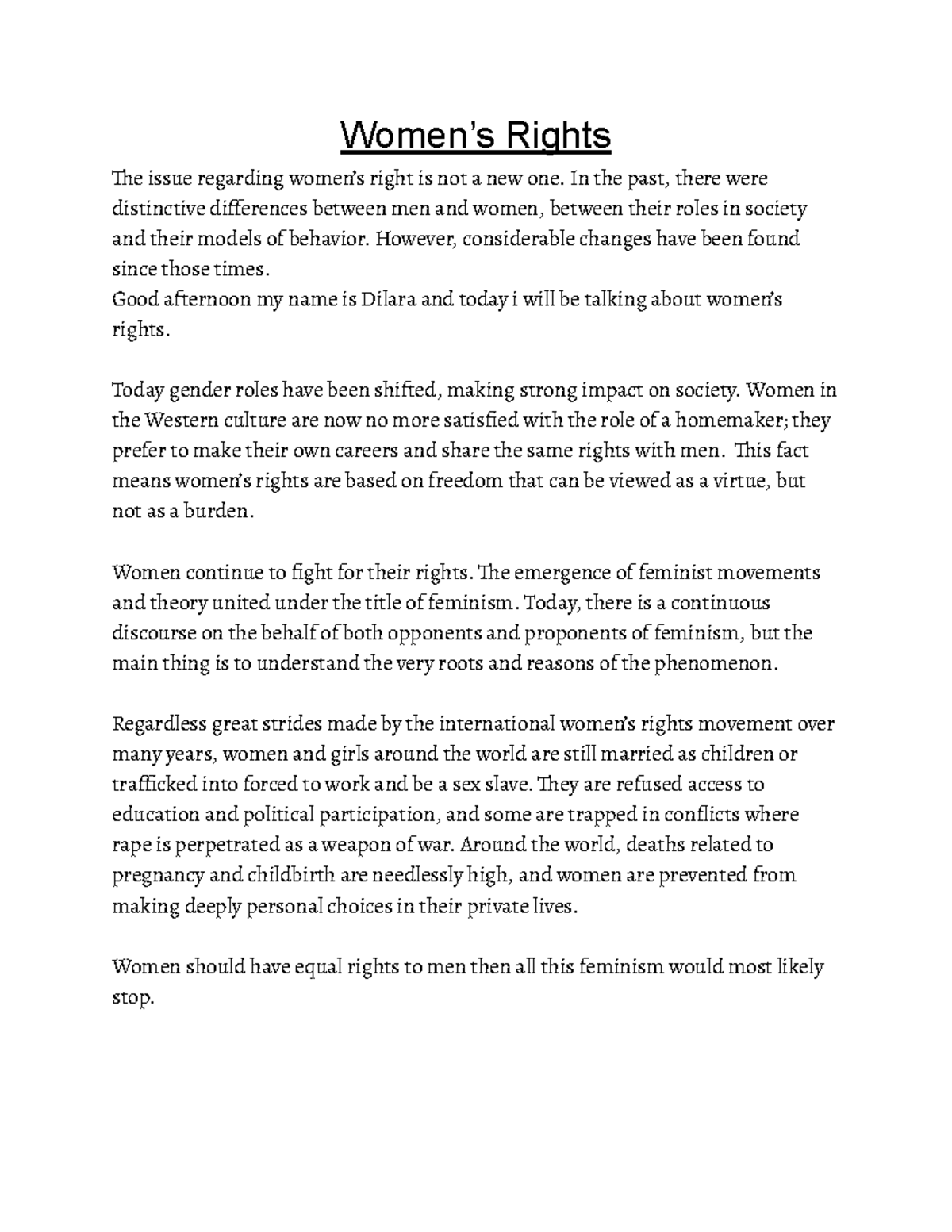 Women’s Rights - Google Docs - Women’s Rights e issue regarding women’s ...
