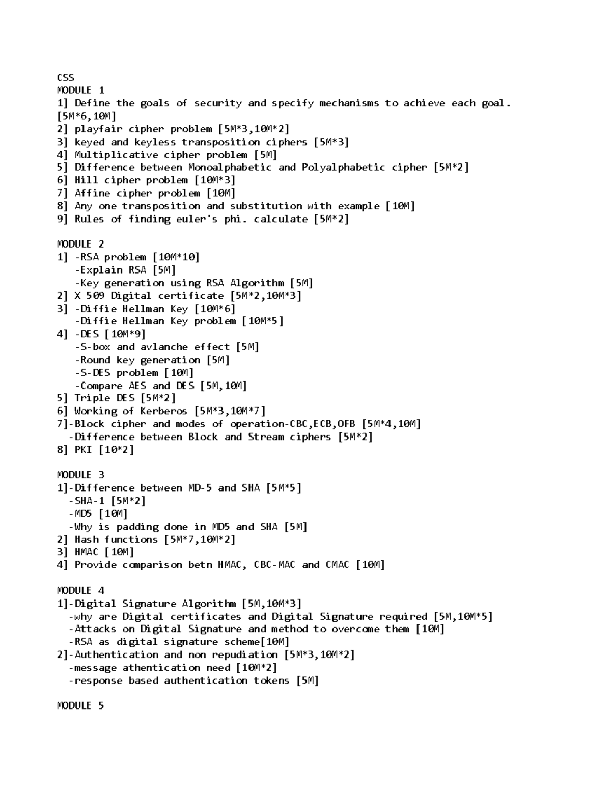 Css Pyqs Module Wise Css Module 1 1 Define The Goals Of Security And