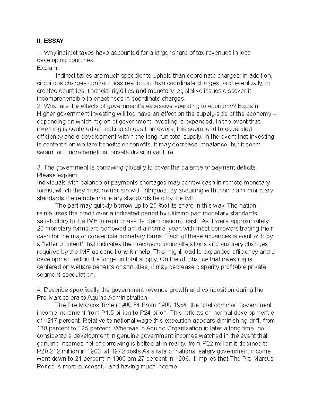 Assignnment - Assignment - II. ESSAY Why indirect taxes have accounted ...