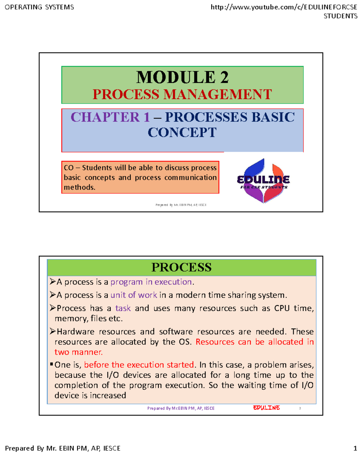 Chapter-1 - Chapter-1 - STUDENTS MODULE 2 PROCESS MANAGEMENT CHAPTER 1 – PROCESSES BASIC CONCEPT ...