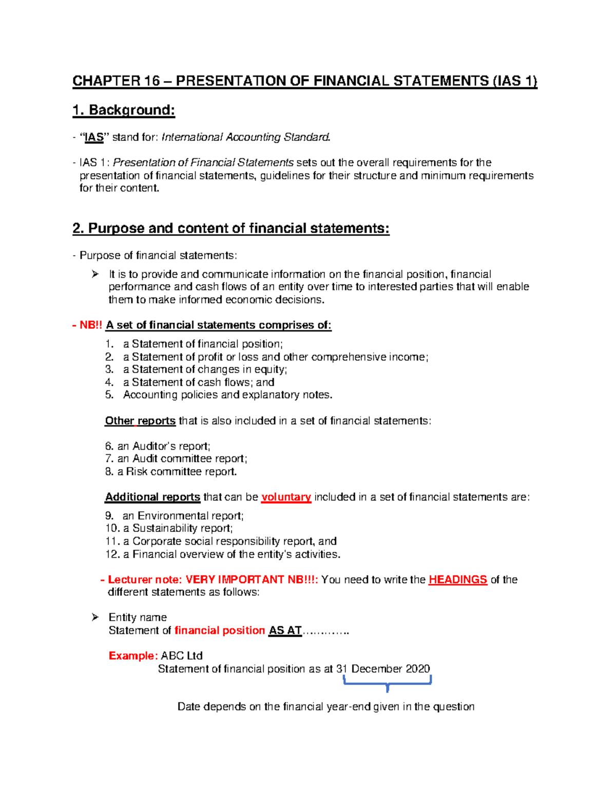 Presentation+of+Financial+Statements+ IAS+1 +Notes - CHAPTER 16 ...