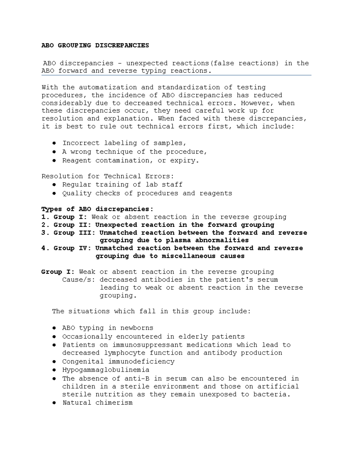 ABO Grouping Discrepancies - ABO GROUPING DISCREPANCIES ABO ...