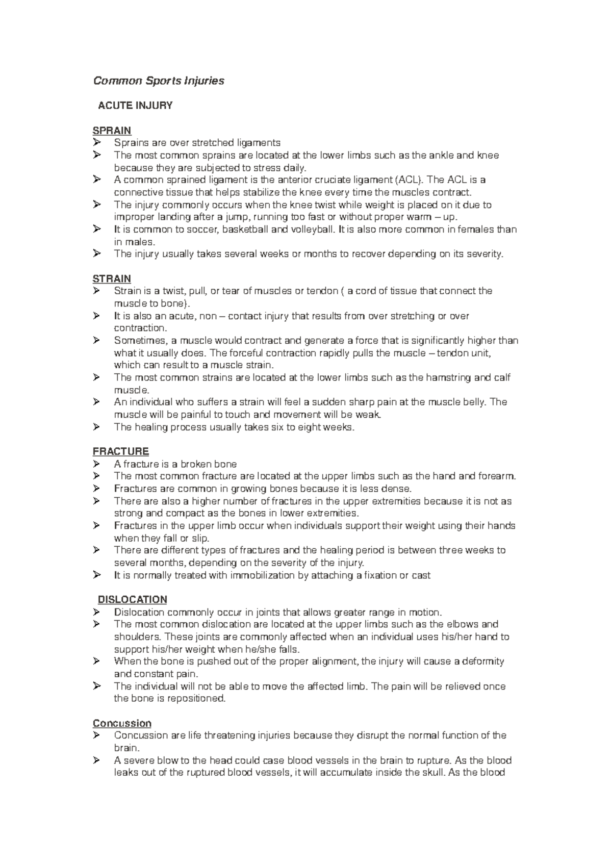 Pe Lesson 1 - Free lecture for grade 11 students - Common Sports ...