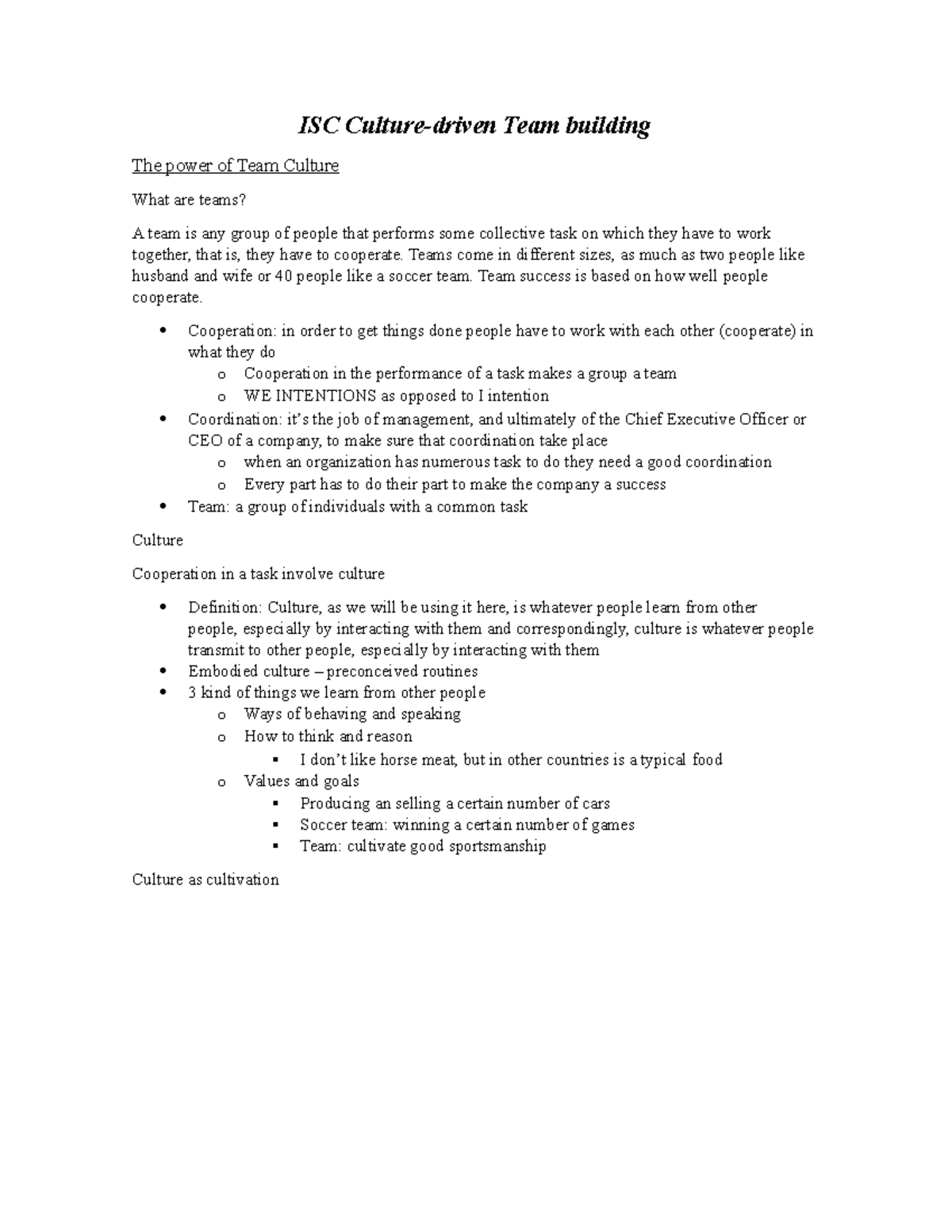 Culture-Driven Team Building ISC - ISC Culture-driven Team building The ...