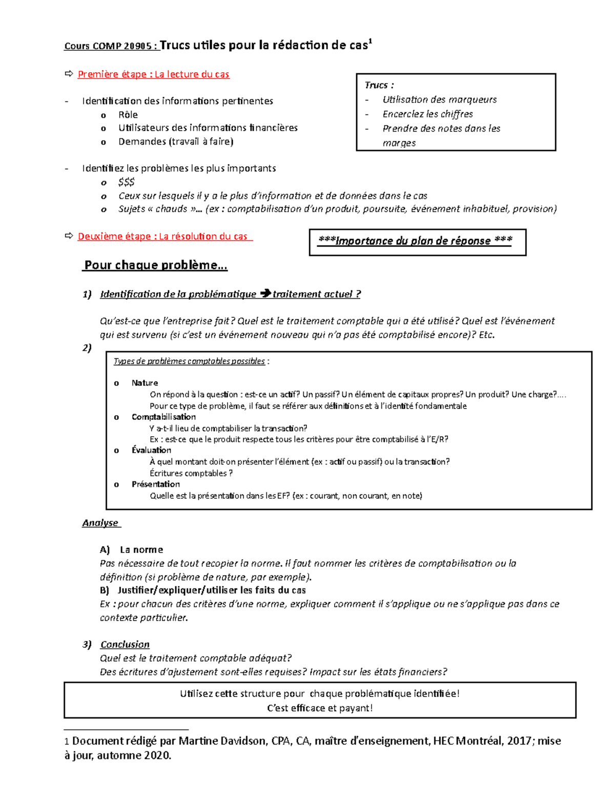 Outil - analyse et rédaction de cas A2020 - Cours COMP 20905 : Trucs ...