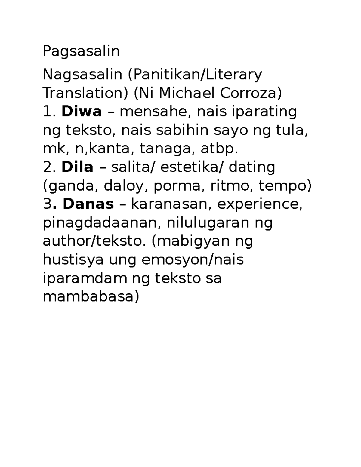 Notes Intro sa Pagsasalin - Pagsasalin Nagsasalin (Panitikan/Literary ...