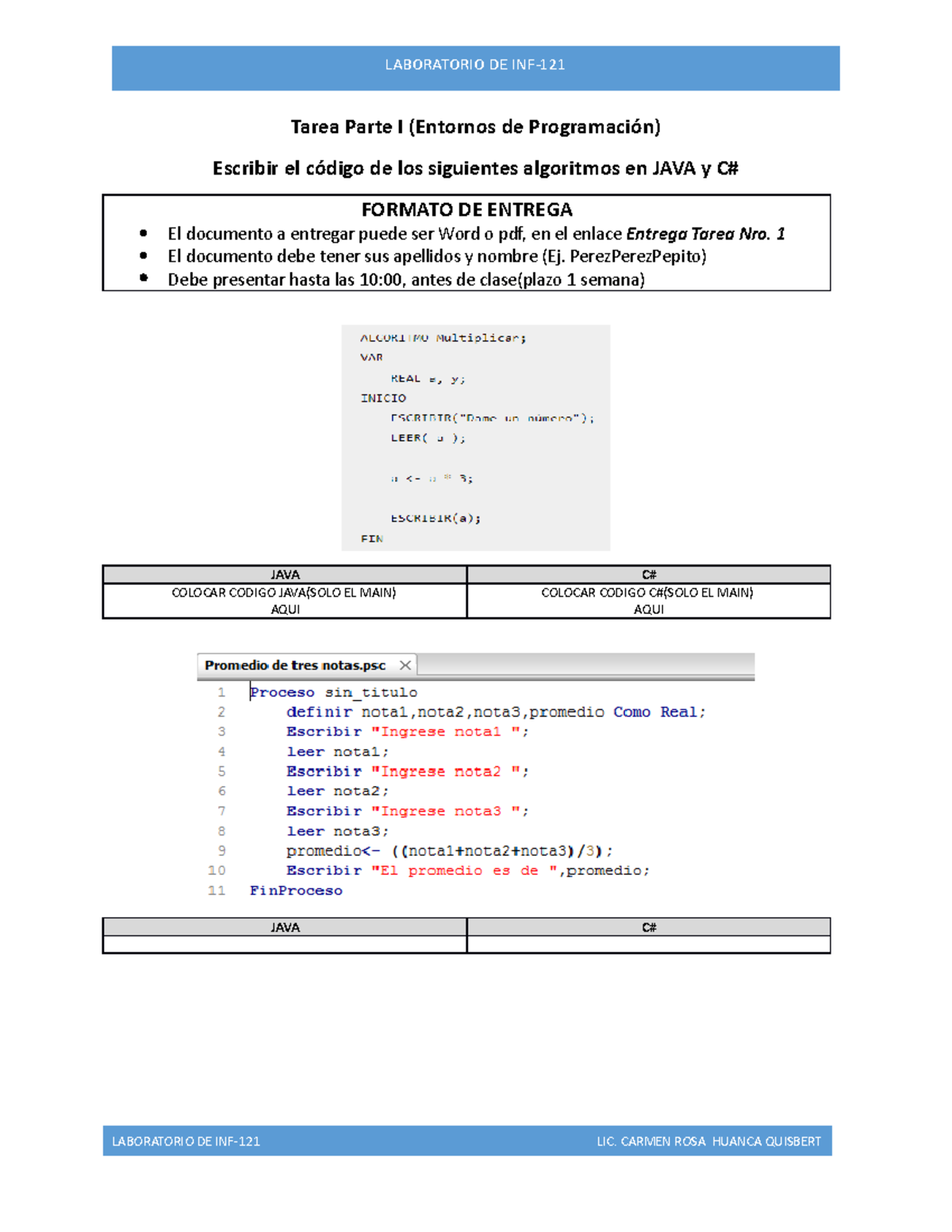 Tarea Parte I - Este es una practica que les puede ayudar a ejercitar ...