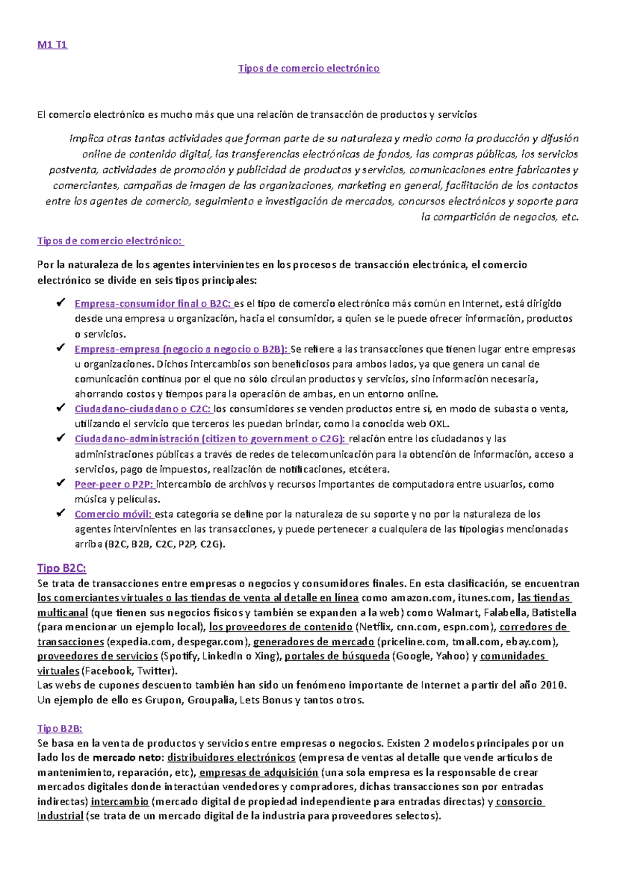 Materia Comercio Electrónico Modulo 1 Y 2 Siglo Xxi Resumen Canvas