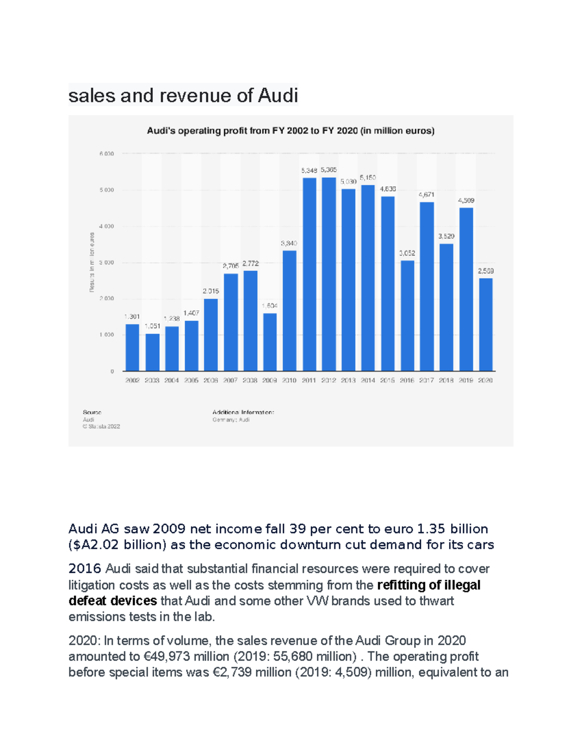 Sales and revenue of Audi - sales and revenue of Audi Audi AG saw 2009 ...