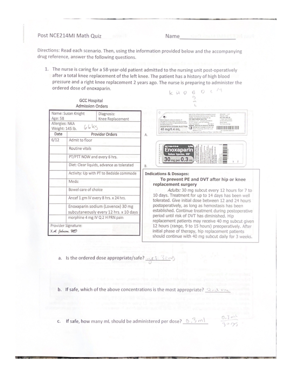 Med Math worksheet - NS 208 - Studocu