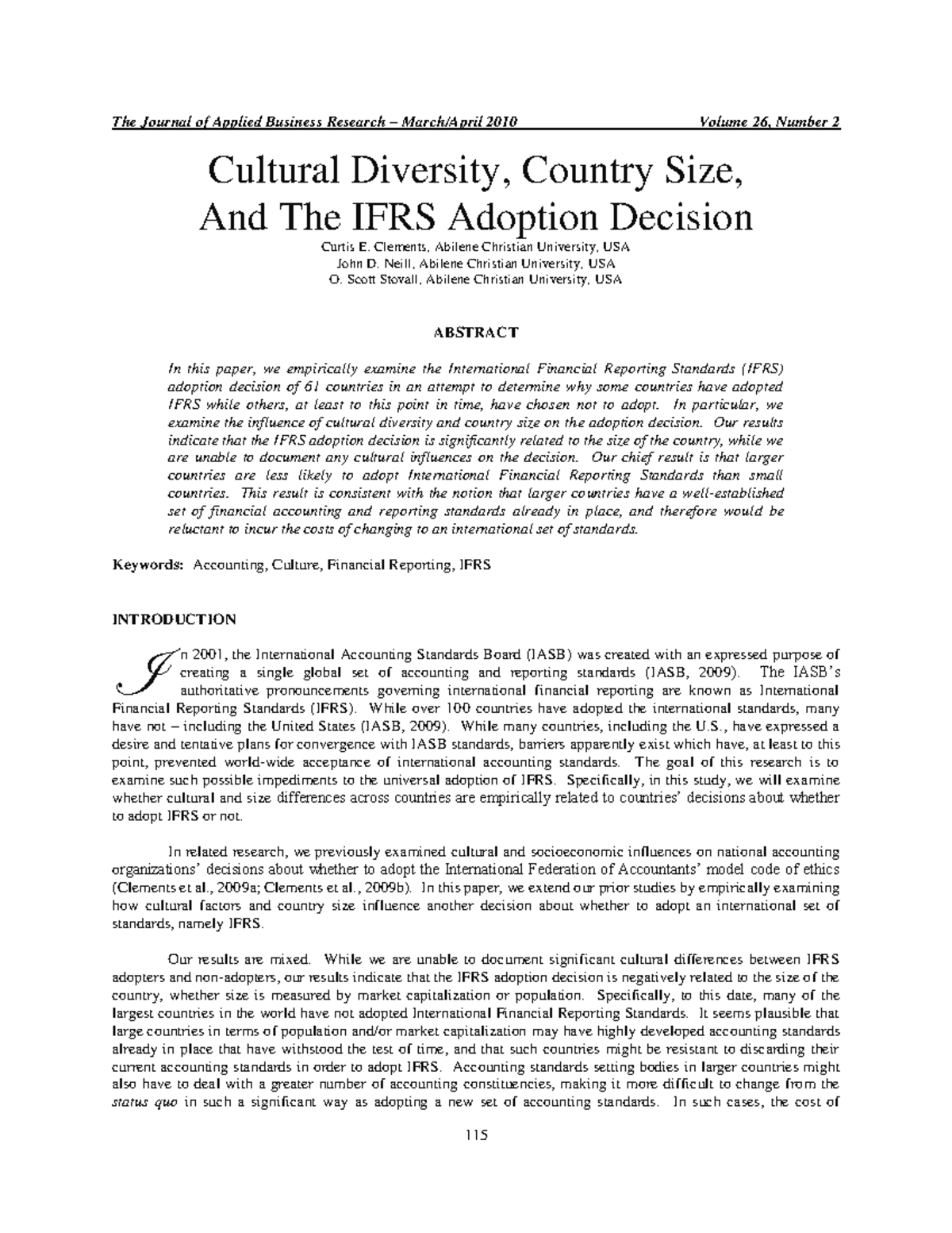 1. Cultural Diversity, Country Size, And The IFRS Adoption Decision ...