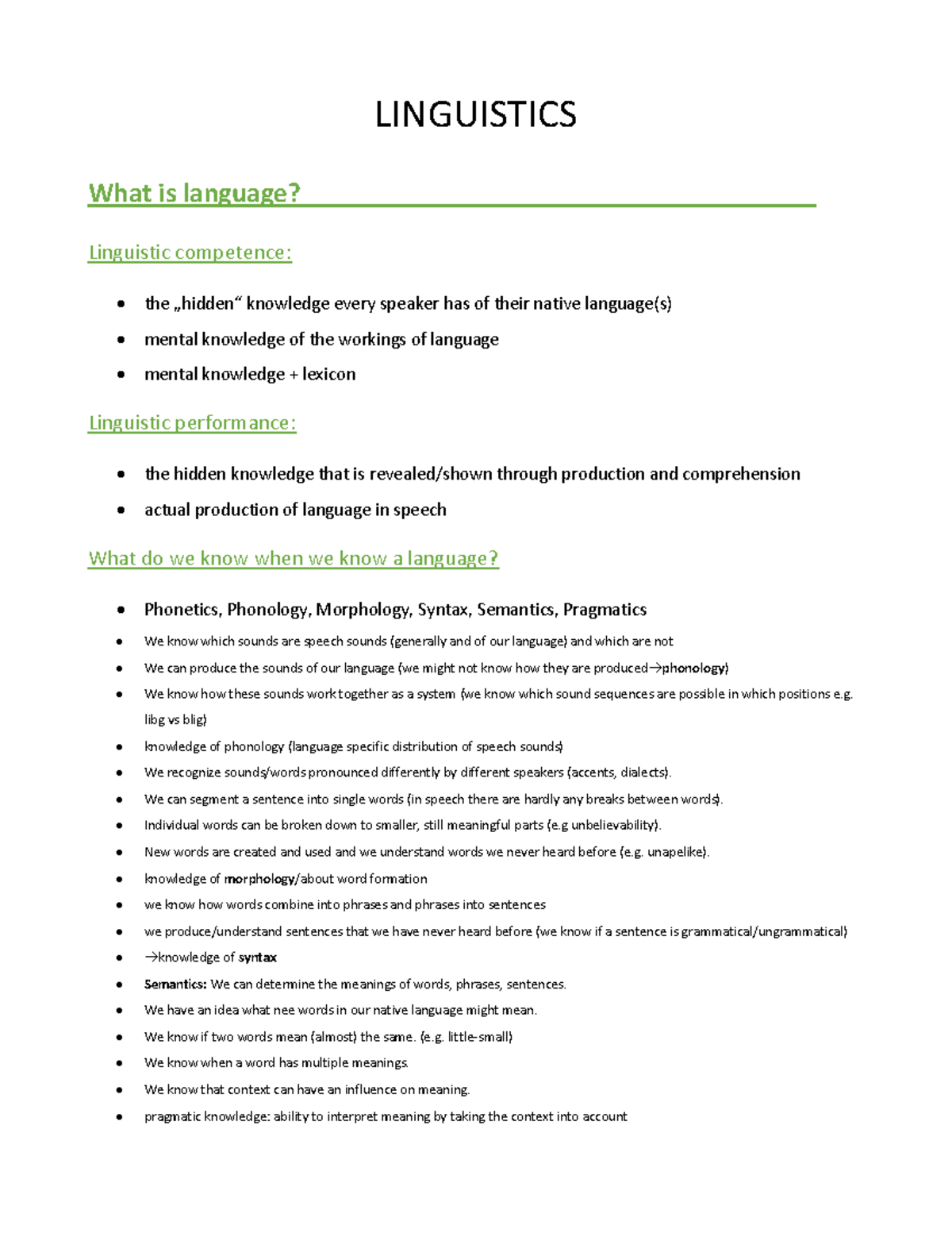 Introduction to English Linguistics I - LINGUISTICS What is language ...