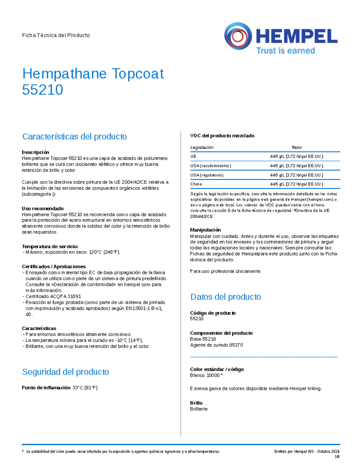 Ficha Tecnica - Hempathane 55210 - Características del producto ...