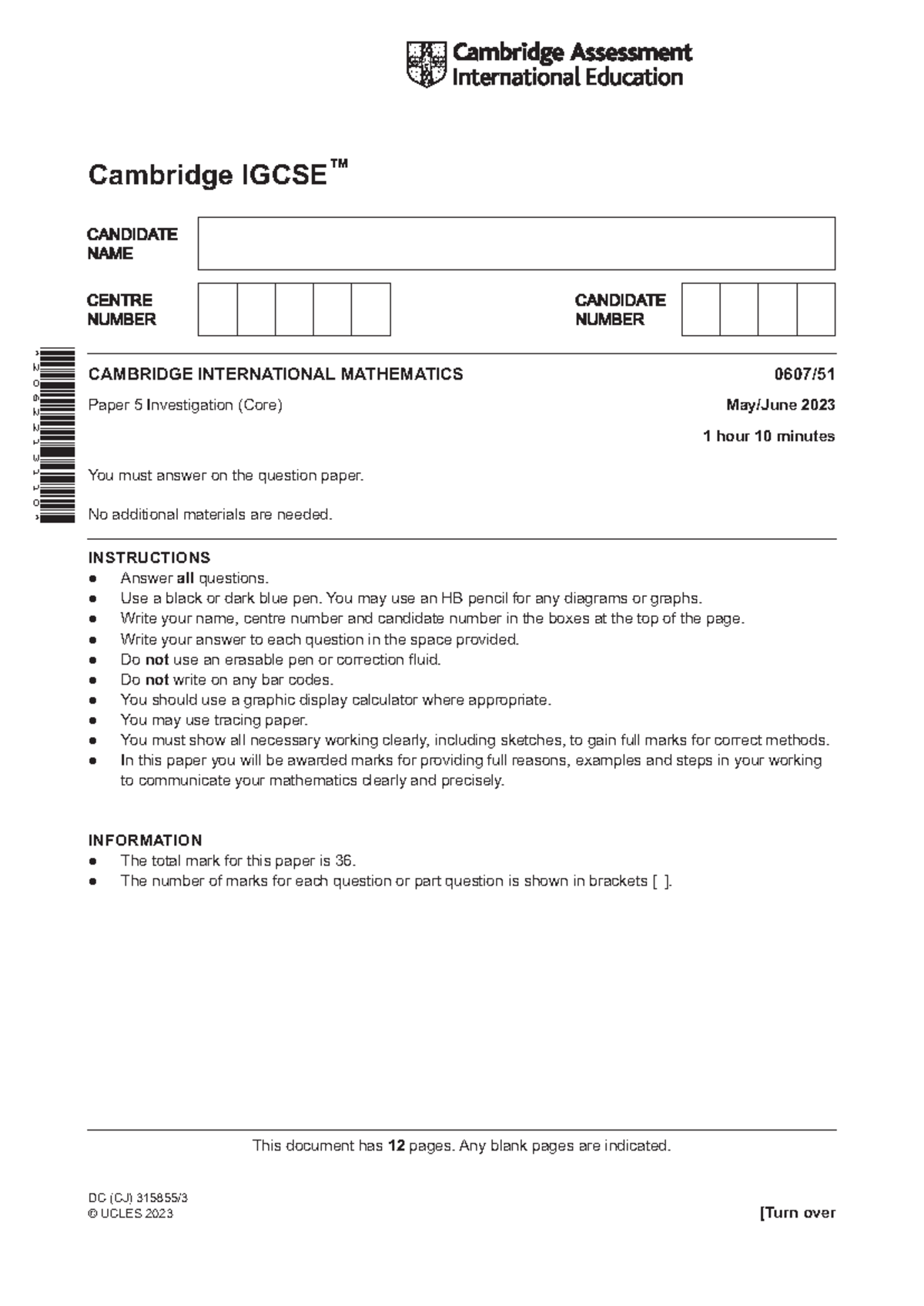 0607 s23 qp 51 - Past paper cambridge igcse - This document has 12 ...