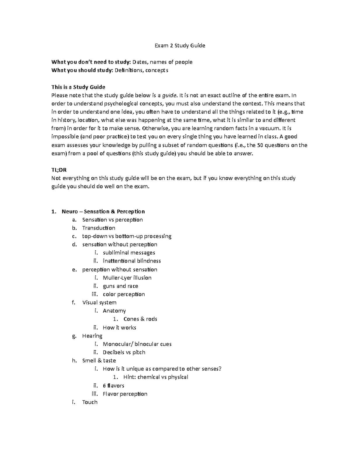 Exam 2 Study Guide 2021 - Exam 2 Study Guide What you don’t need to ...