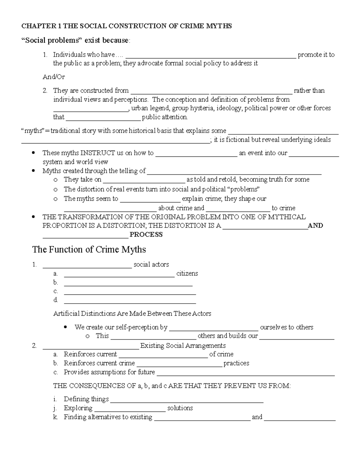 Chapter 1 THE Social Construction OF Crime Myths - CHAPTER 1 THE SOCIAL ...
