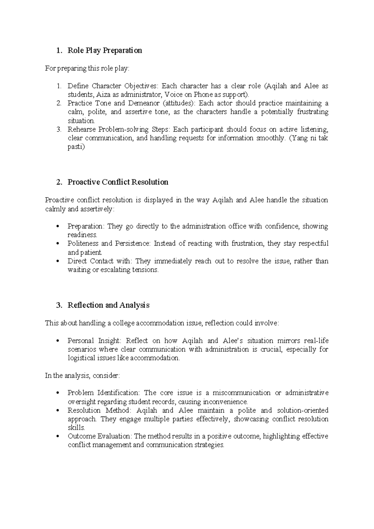 Role Play Preparation - good luck - 1. Role Play Preparation For ...