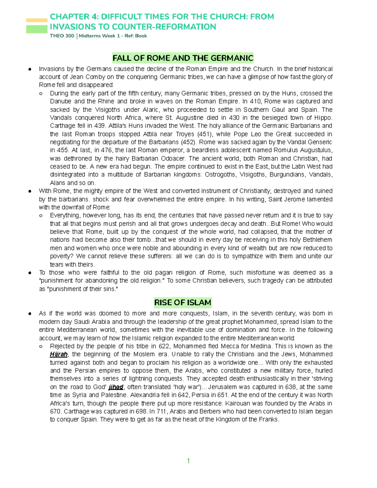 Chapter 4 Difficult Times for the Church From Invasions to Counter ...