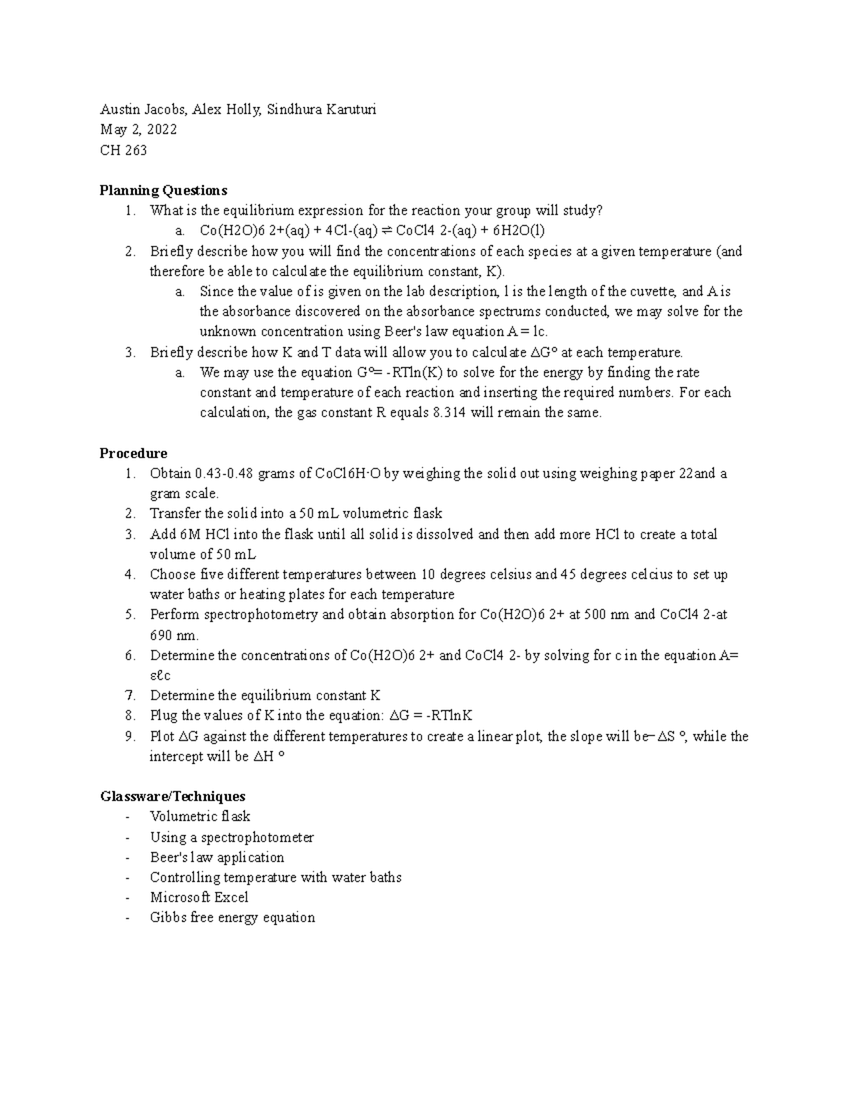 GFE Plan - GFE Plan, graded 10/10 - Austin Jacobs, Alex Holly, Sindhura ...