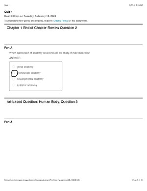 Quiz 5 practice for lecture bio 234 for professor s. verma - Quiz 5 Due ...