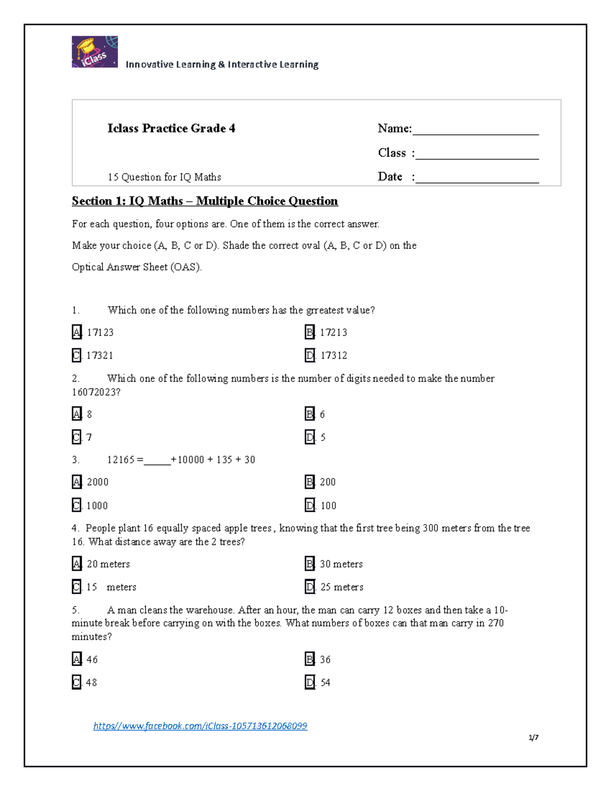 Iclass Practice Grade 4 - Innovative Learning & Interactive Learning ...
