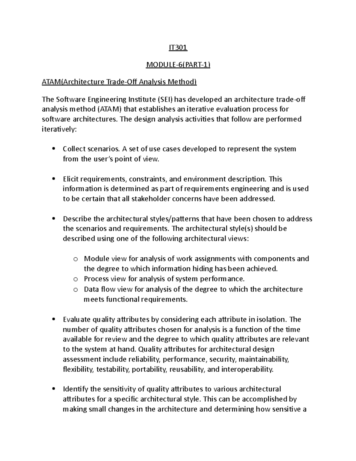 ATAM(Architectural Trade off Analysis Method) - IT MODULE-6(PART-1 ...