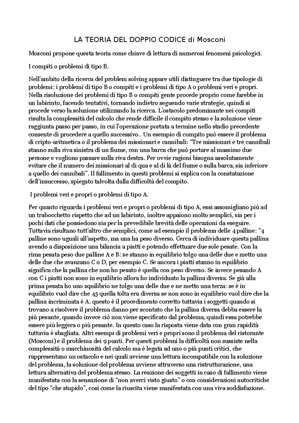 La teoria del doppio codice di Mosconi - LA TEORIA DEL DOPPIO CODICE di ...