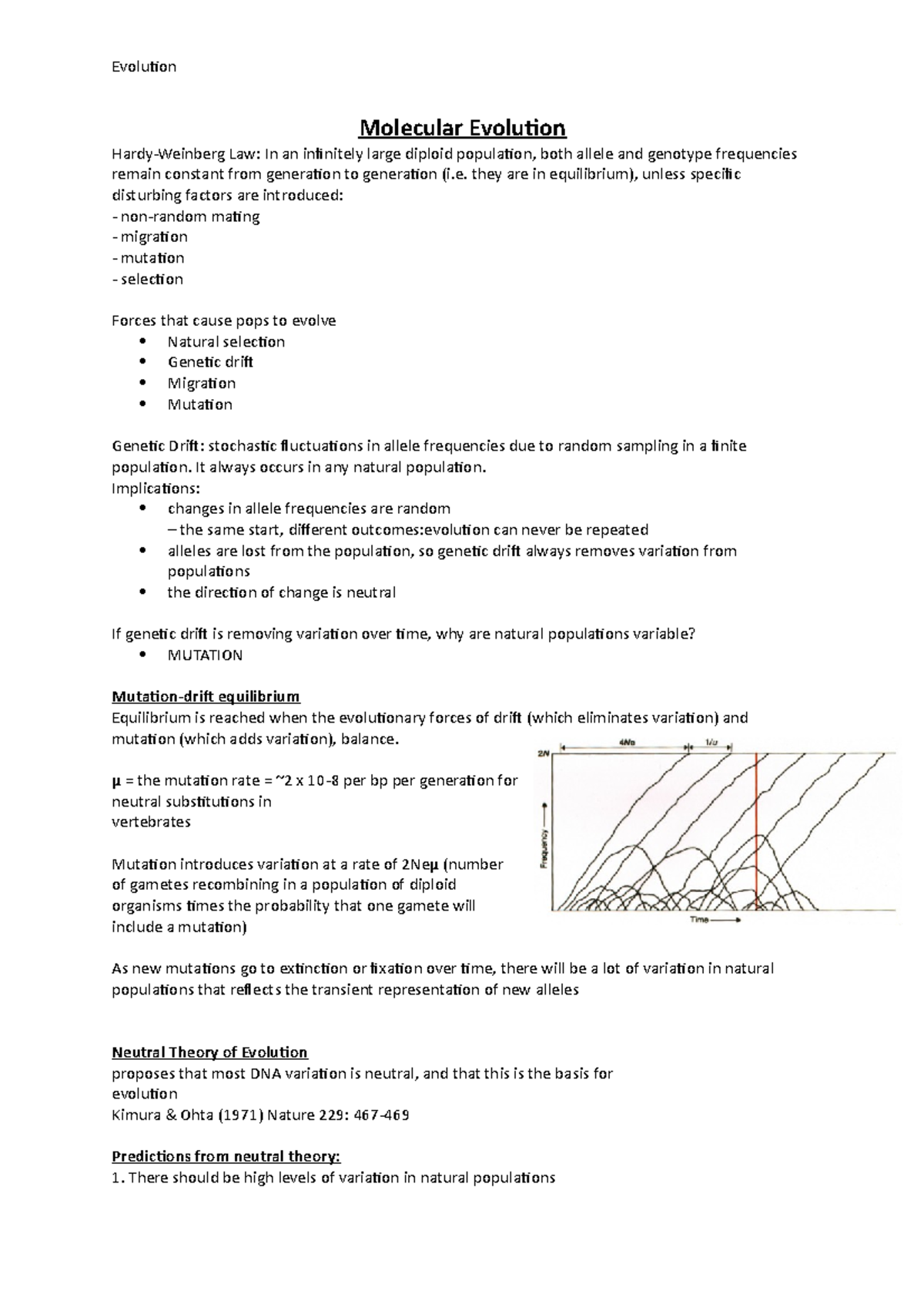 Molecular Evolution - notes - Molecular Evolution Hardy-Weinberg Law ...