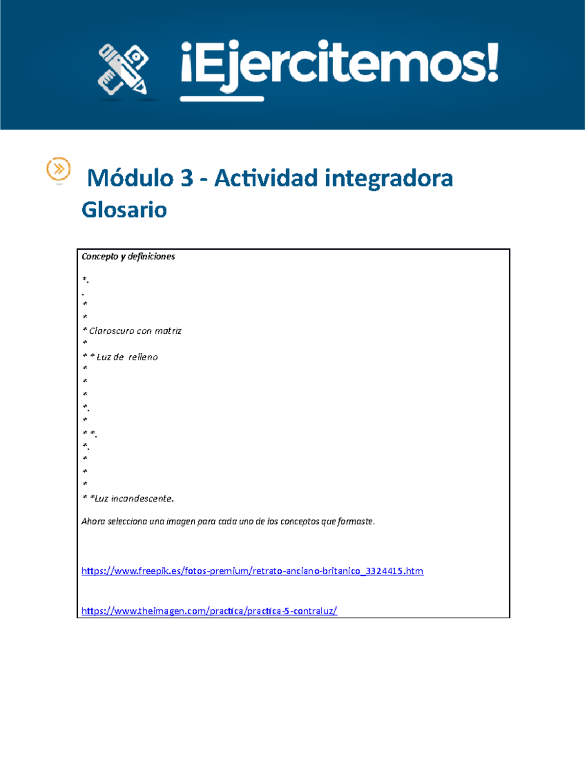 API 3 Lista Fotografia - contiene lo necesario para parobar , aprobada ...