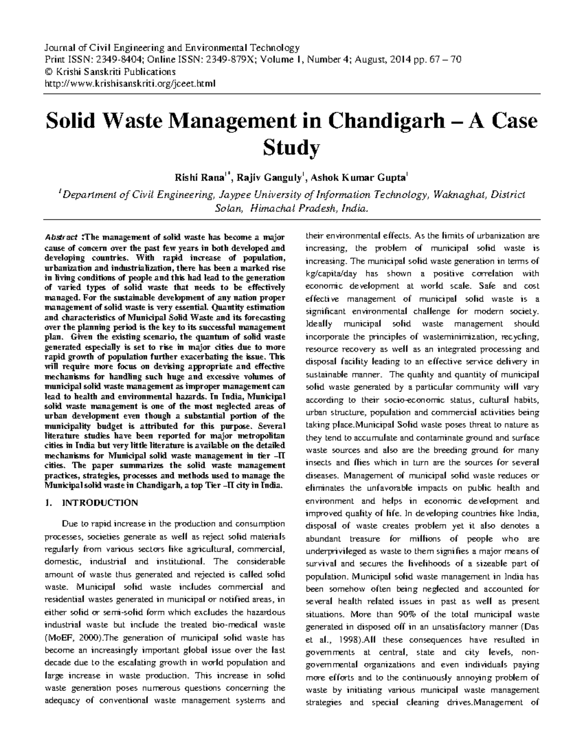 Waste managment - Journal of Civil Engineering and Environmental ...